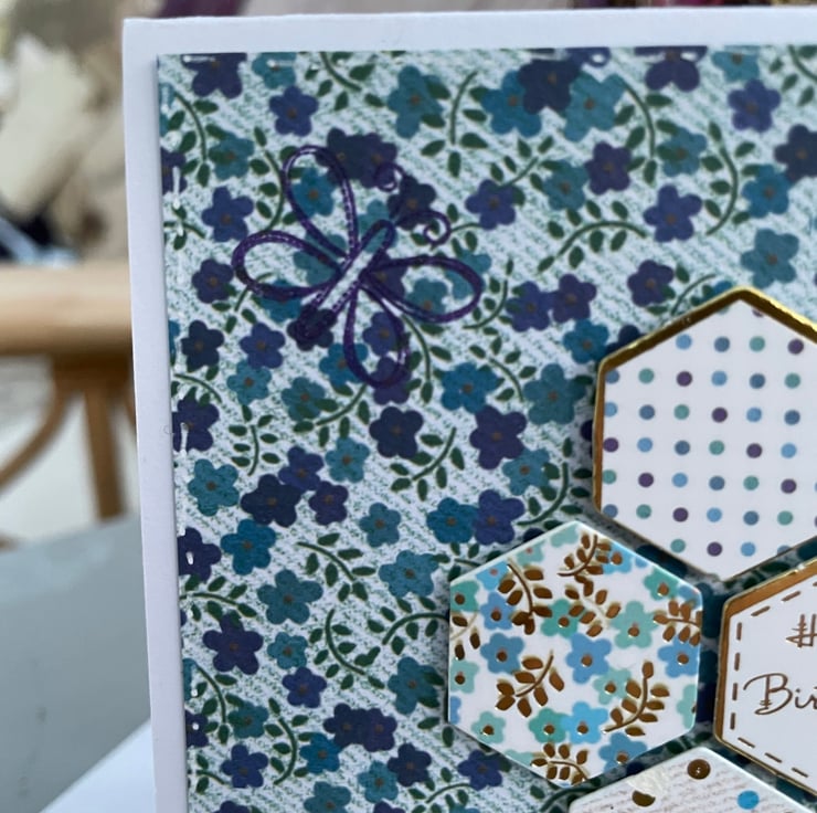 Patchwork style hexagon birthday card - Folksy