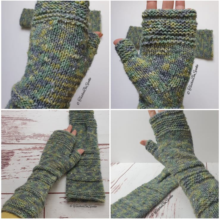 Hand knitted mittens, Women fingerless gloves, ... - Folksy