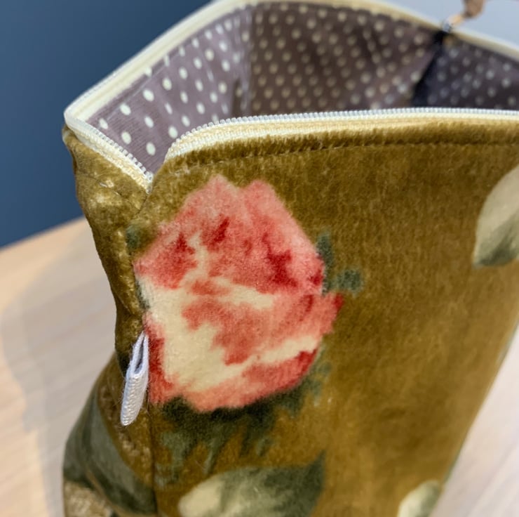 Large Rescued velvet rose pouch - Folksy