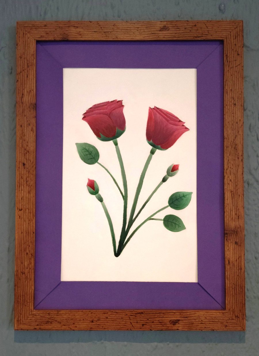 Genuine Made in UK Framed A3 Print Red Roses St... - Folksy