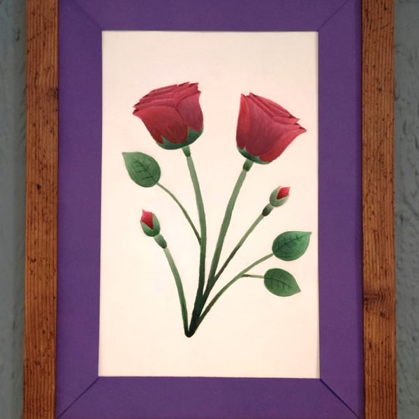 Genuine Made in UK Framed A3 Print Red Roses St... - Folksy