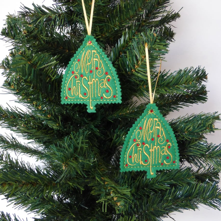 Christmas Greeting Decoration. Set of 2 - Folksy