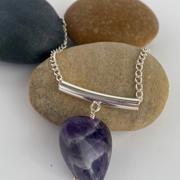 Polished amethyst necklace - made in Scotland. - Folksy