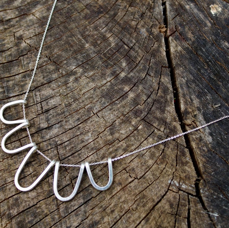sterling silver loop necklace, statement silver... - Folksy