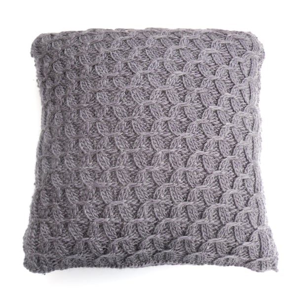 Hand knit Purple Wool Cushion - Folksy