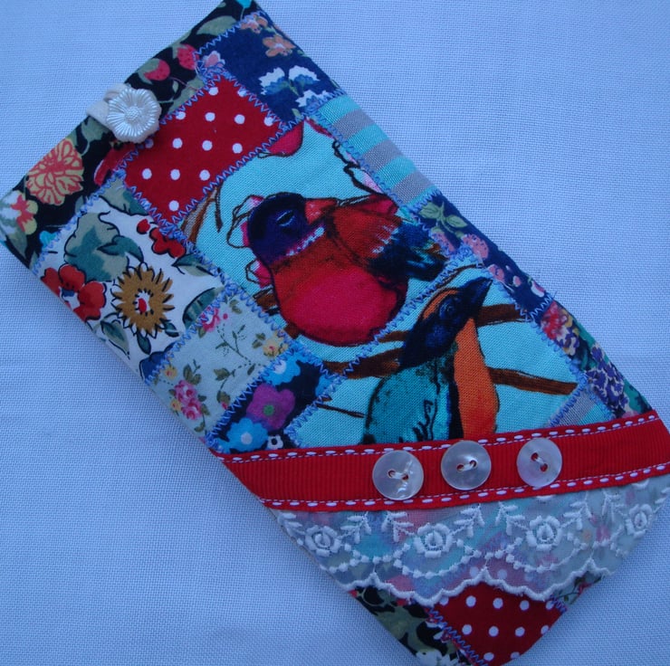 (RESERVED Flora ) Crazy patchwork glasses case ... - Folksy