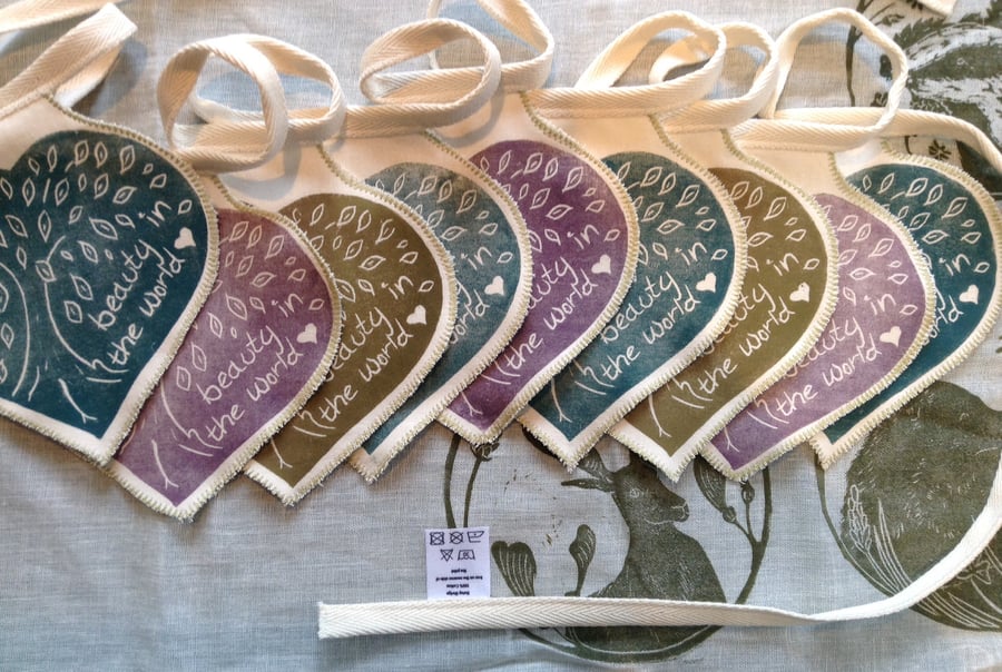 Hand printed Tree Bunting made to order - Folksy