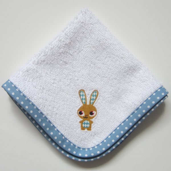Appliqued Bunny Rabbit Face Cloth, Baby Dribble... - Folksy