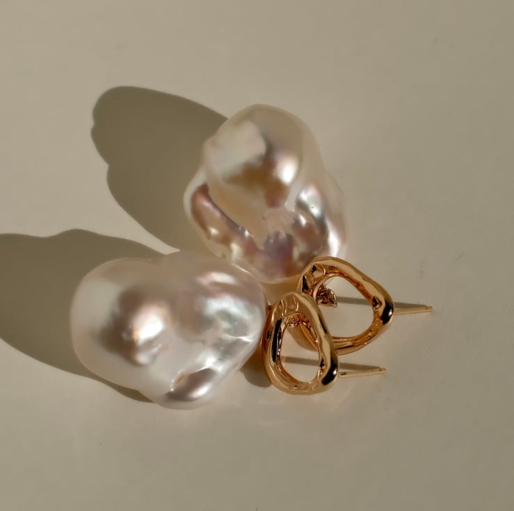 Large Baroque Pearl Earrings - Folksy