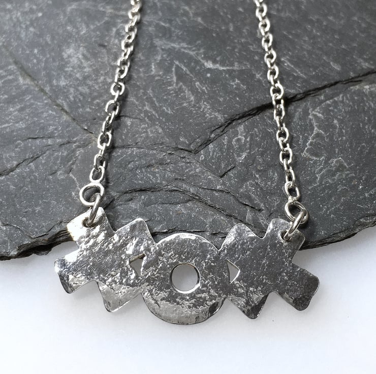 Sterling silver XOX necklace kisses and hugs - Folksy