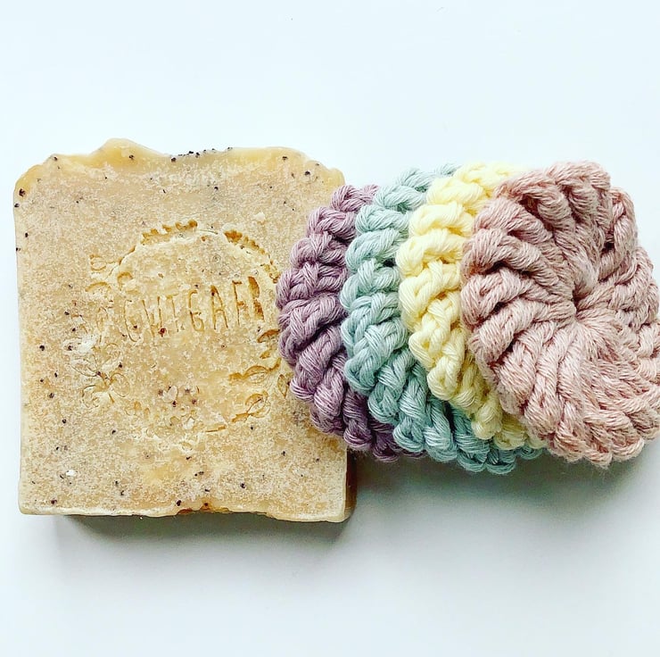 Crochet face scrubbies, pack of four, pastel or... - Folksy