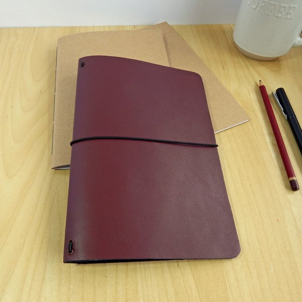 Wine Red Leather Notebook & Cover Set. Gif... - Folksy