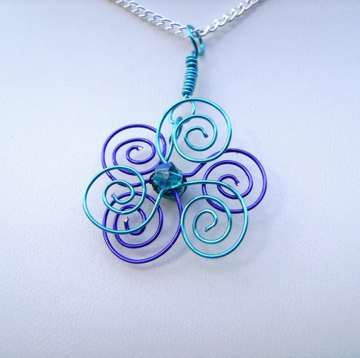 Spiral Wire Flower Pendant Necklace - Folksy