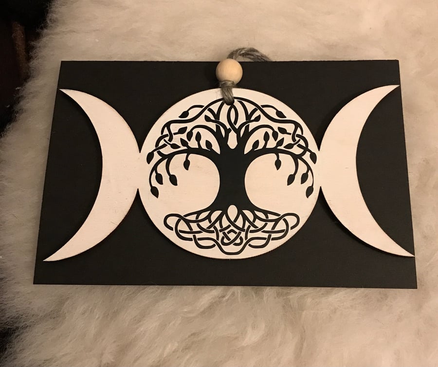 Tree of Life, Triple moon hanging decoration - Folksy