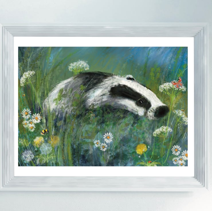 Art Print wildlife Badger - Folksy
