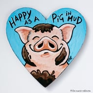 Happy as a Pig in Mud - Hand Painted Magnetic H... - Folksy