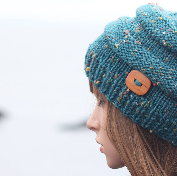 HAT knitted dark green teal, winter hat, women'... - Folksy