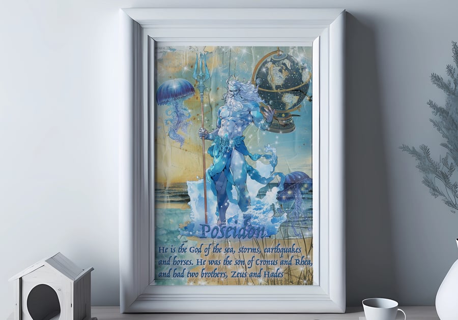 Greek Mythology Poster - Poseidon - Folksy