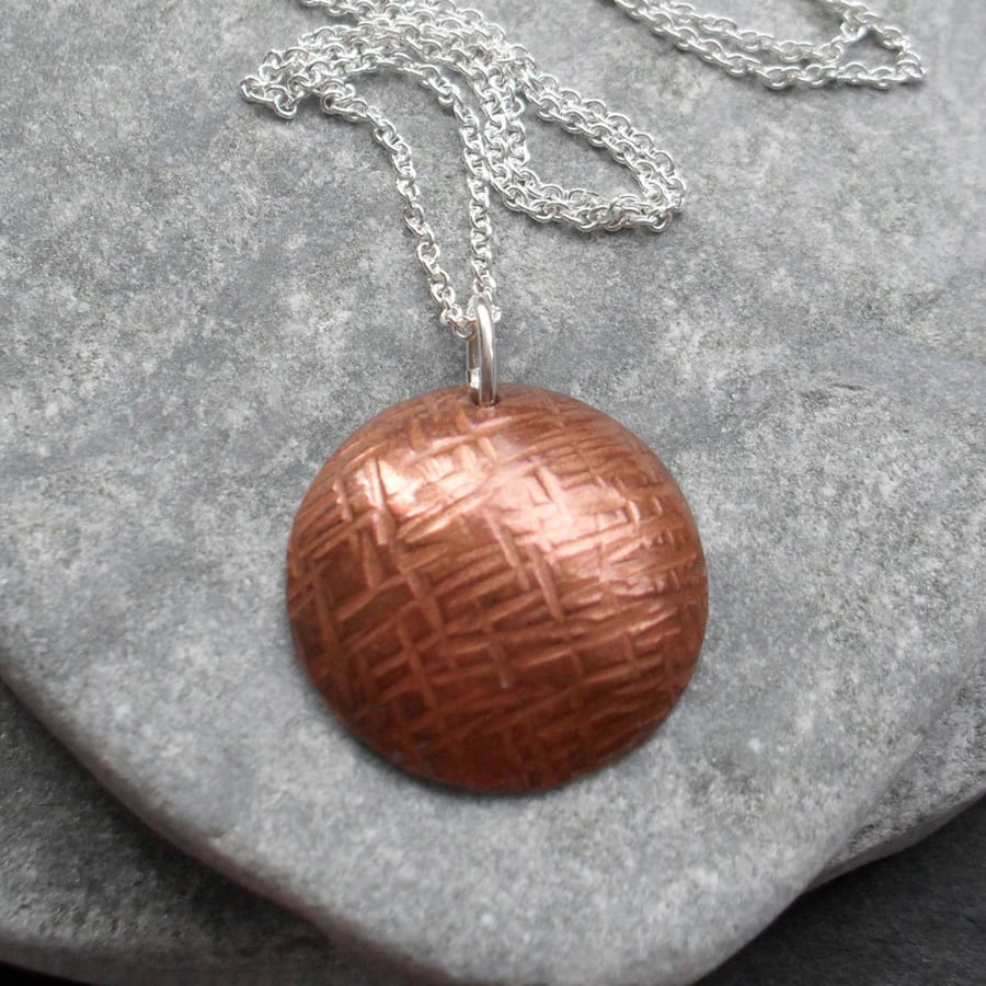 Vintage Style Copper Domed Disc Pendant With St... - Folksy
