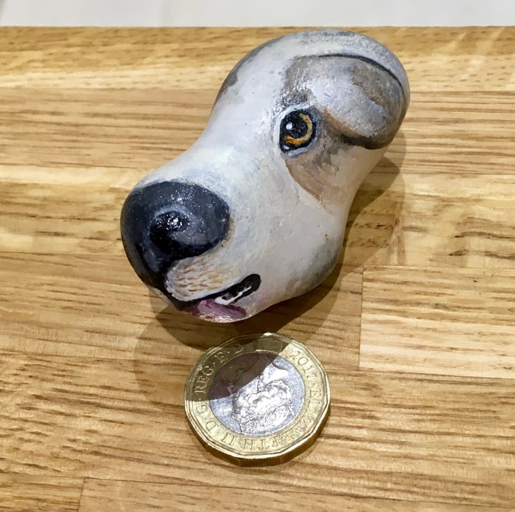 Dog shaped rock stone painting pet gift pebble - Folksy