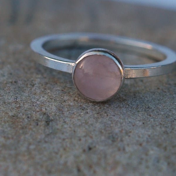 Small Sterling Silver Ring with Rose Quartz Gem... - Folksy