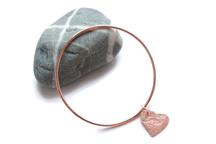 Copper bangle, stacking bangles, heart bangle, ... - Folksy