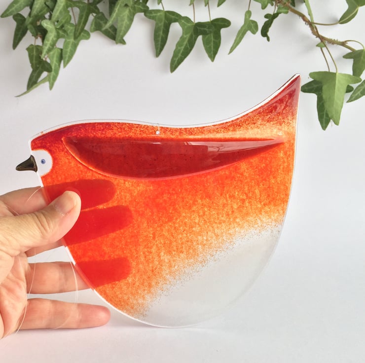 One fat bellied glass robin - Folksy