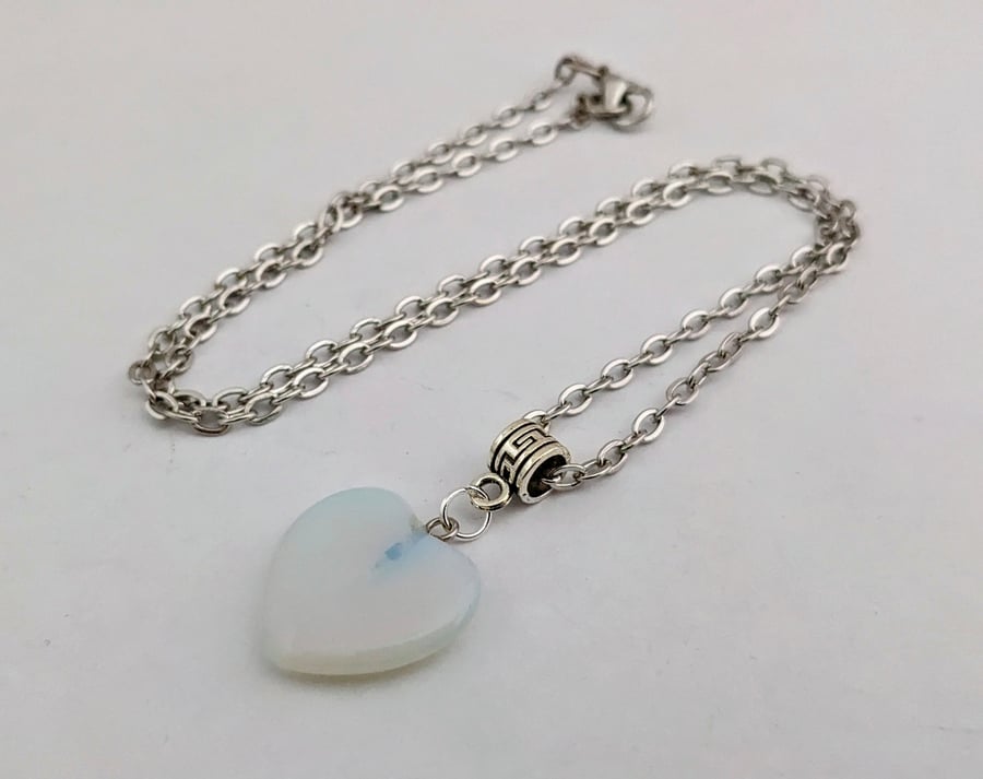 Moonstone heart necklace - Folksy