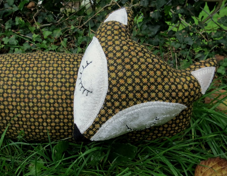 Fox draught excluder. Textured olive and brown ... - Folksy