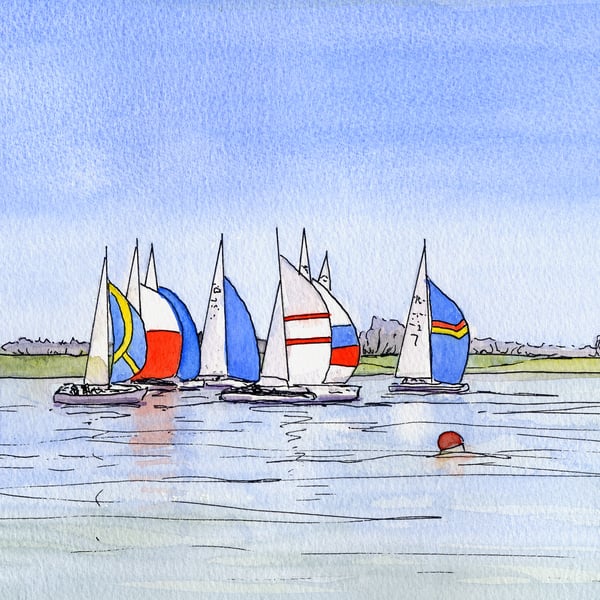Burnham-on-Crouch Sailing on the Crouch in Snsh... - Folksy