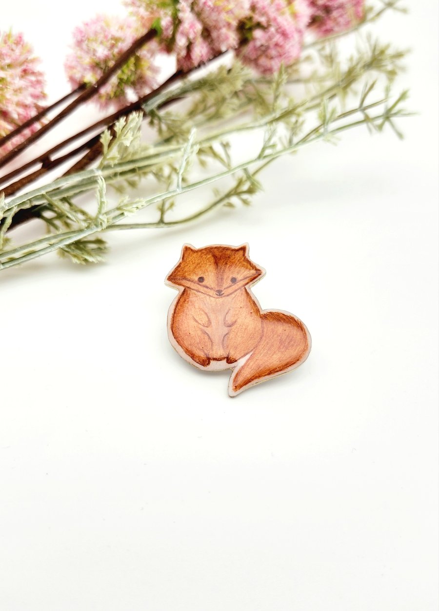 Brooch, Pin, Handmade Lovely Fox Pin, Shrink Pl... - Folksy