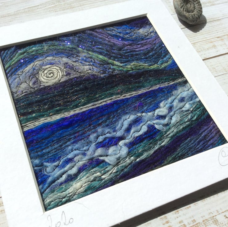 Moonlit needle felted seascape. - Folksy