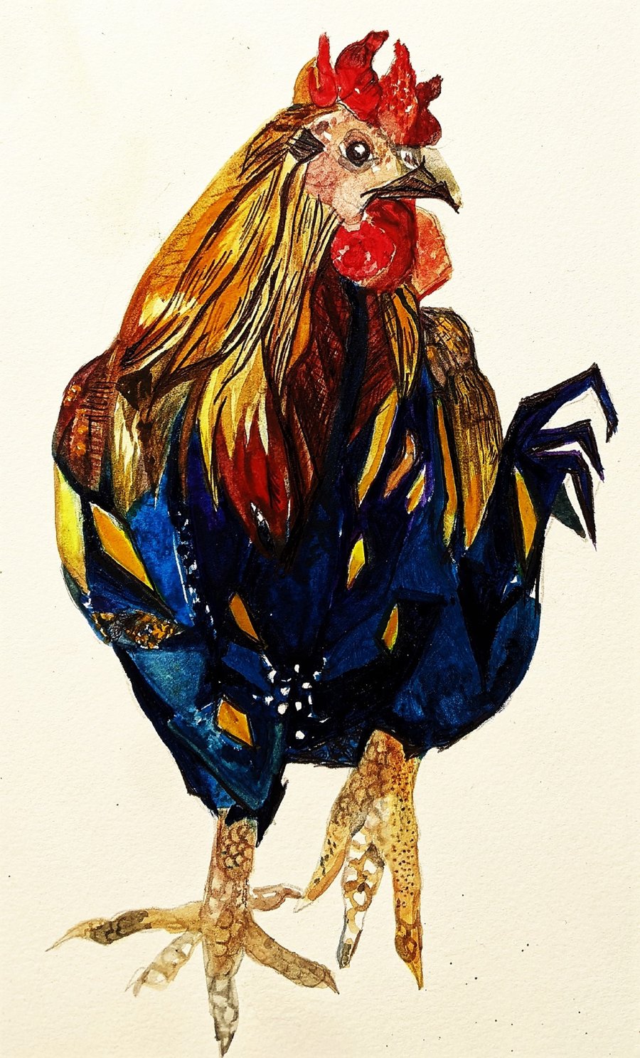 Chicken painting, original watercolor art,wall ... - Folksy