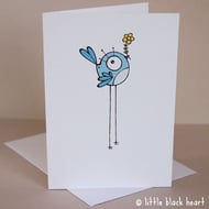 blue bird - greetings card - Folksy