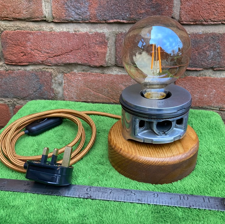 Decorative Table Lamp, Upcycled 400cc Quad Piston - Folksy