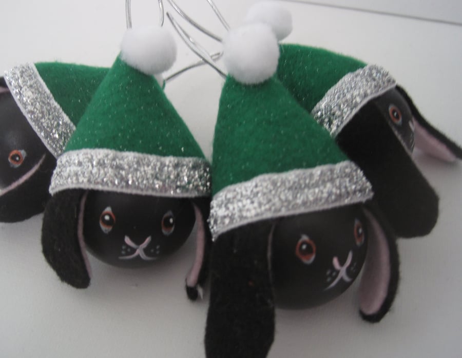 Bunny Rabbit Christmas Baubles - Folksy