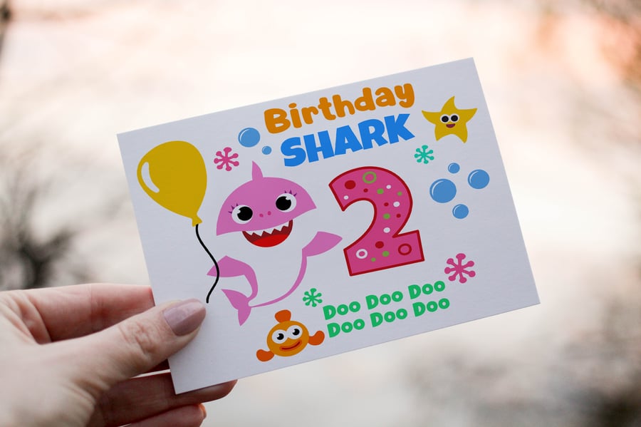 Baby Shark Birthday Card, Card for Child, Birth... - Folksy