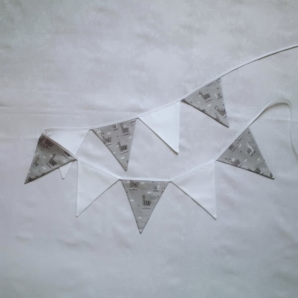 Bunting, grey, white, llamas, alpaca, flags, nu... - Folksy