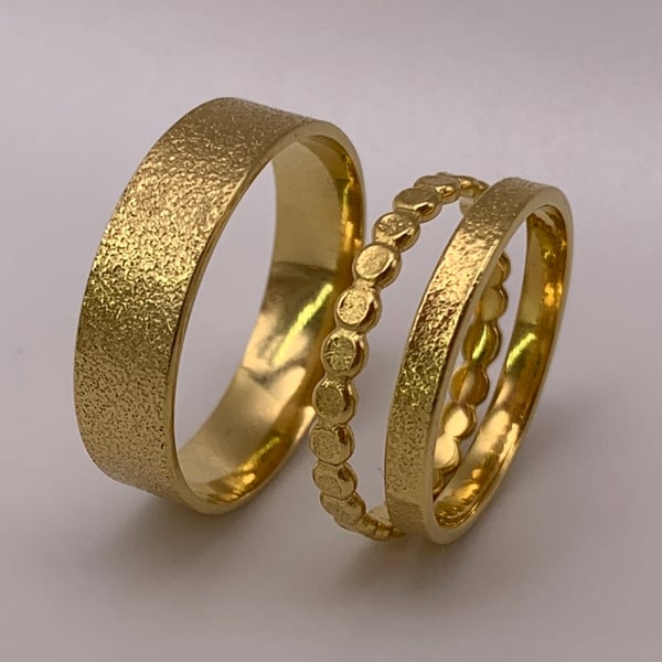 Gold Wedding Ring Set - Folksy