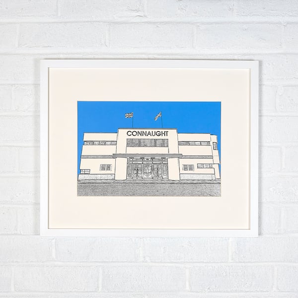 'Connaught Theatre Worthing' original screen print - Folksy