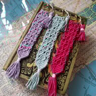 Handmade macrame natural bookmark, soft cotton ... - Folksy