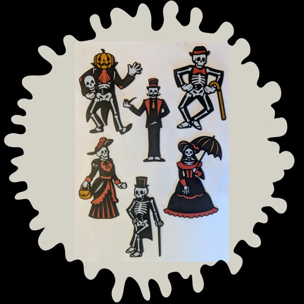 Set of 6 Skeletons - Halloween Decorations - Folksy
