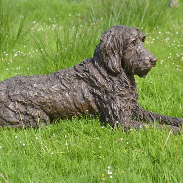 Lying Labradoodle Dog Statue Large Bronze Resin... - Folksy