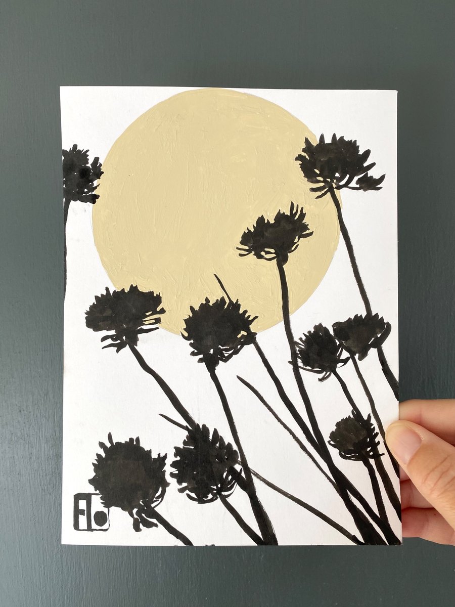 Garden Chives, shadow painting, original artwor... - Folksy
