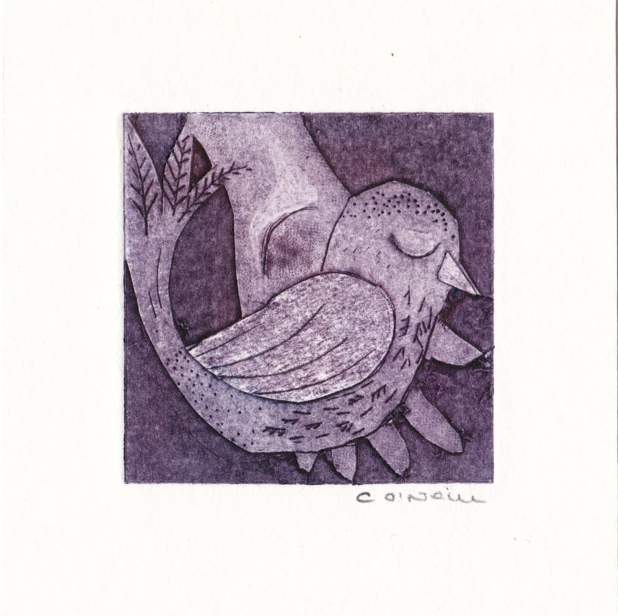 A Bird in the Hand - Original Collagraph Print... - Folksy