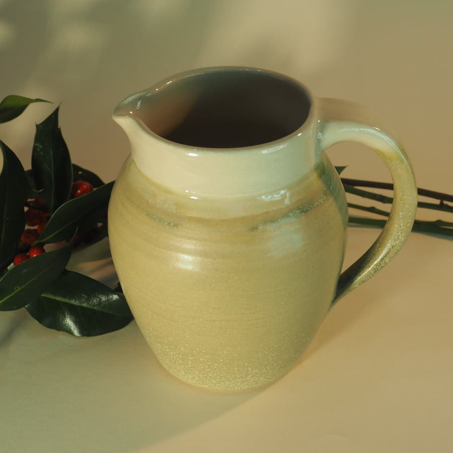 Wheel thrown ceramic jug, traditional shape, li... - Folksy