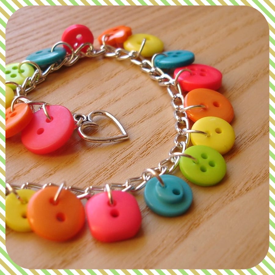 Button Charm Bracelet - Folksy