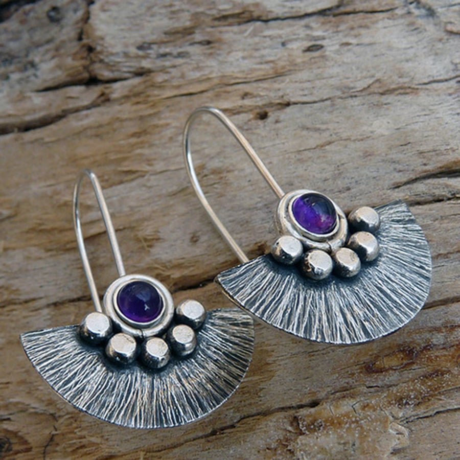 Sterling Silver Earrings with Amethyst, A1 - Folksy