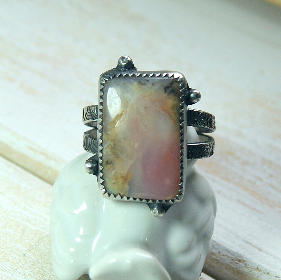 Peruvian Opal Ring, Pink Stone Ring, Handmade ... - Folksy