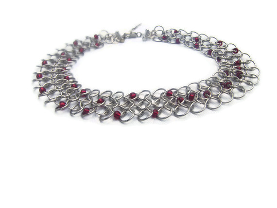 chainmail choker necklace Dragon Blood Droplet - Folksy